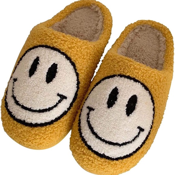 Shoes | Smiley Face Slippers In Mustard | Poshmark